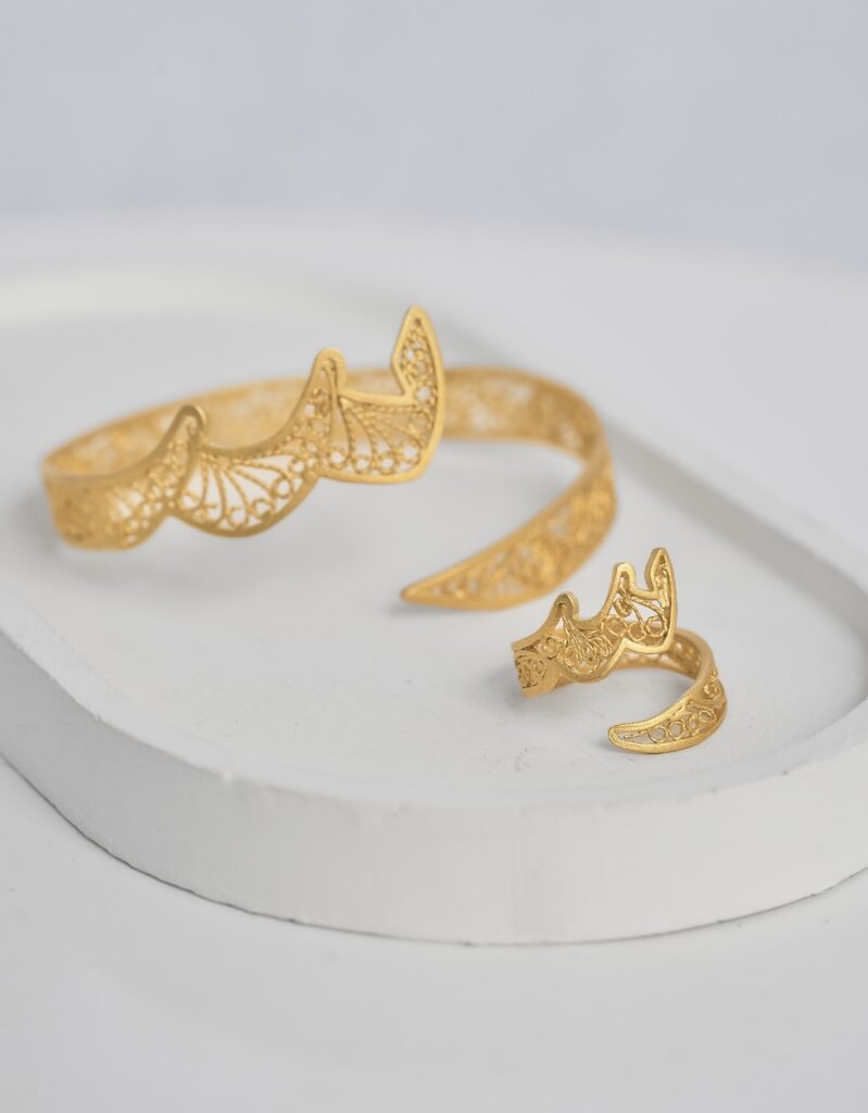 FILIGREE SPELL IT OUT BANGLE - GOLD PLATED | Sara Omran Jewelry