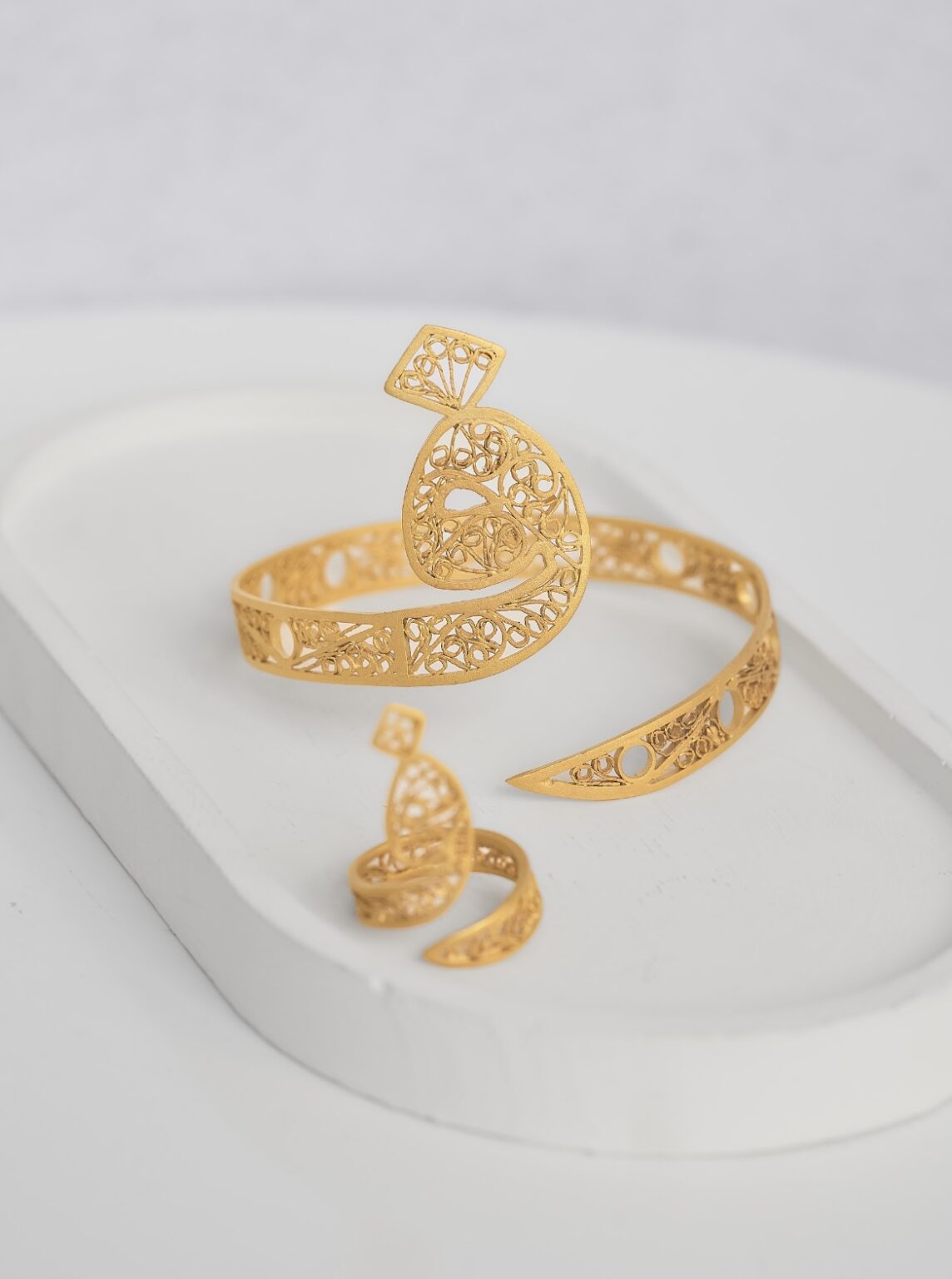 FILIGREE SPELL IT OUT BANGLE - GOLD PLATED | Sara Omran Jewelry