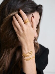 FILIGREE SPELL IT OUT BANGLE - GOLD PLATED | Sara Omran Jewelry