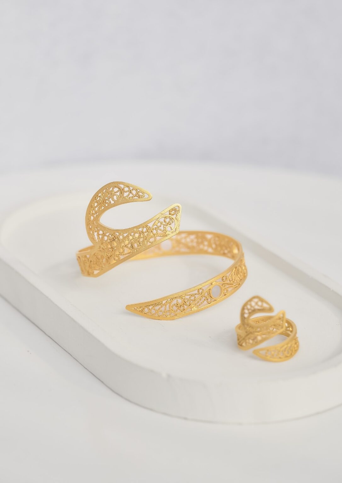 FILIGREE SPELL IT OUT BANGLE - GOLD PLATED | Sara Omran Jewelry