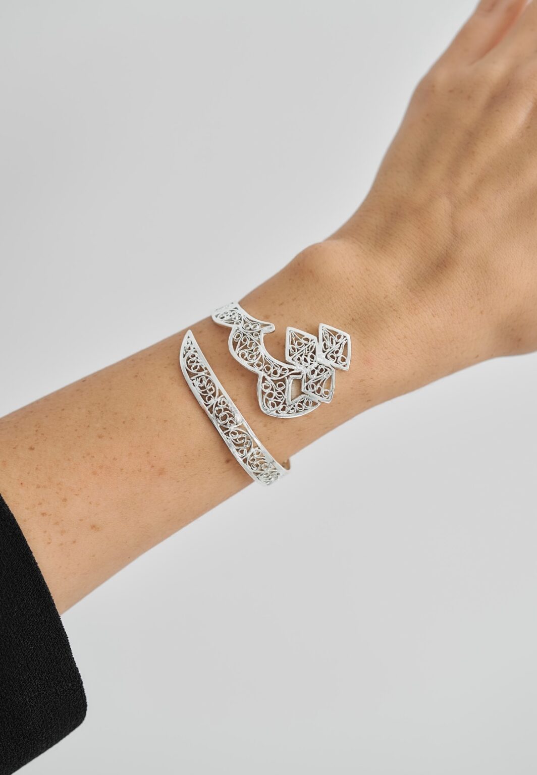 FILIGREE SPELL IT OUT BANGLE - STERLING SILVER | Sara Omran Jewelry