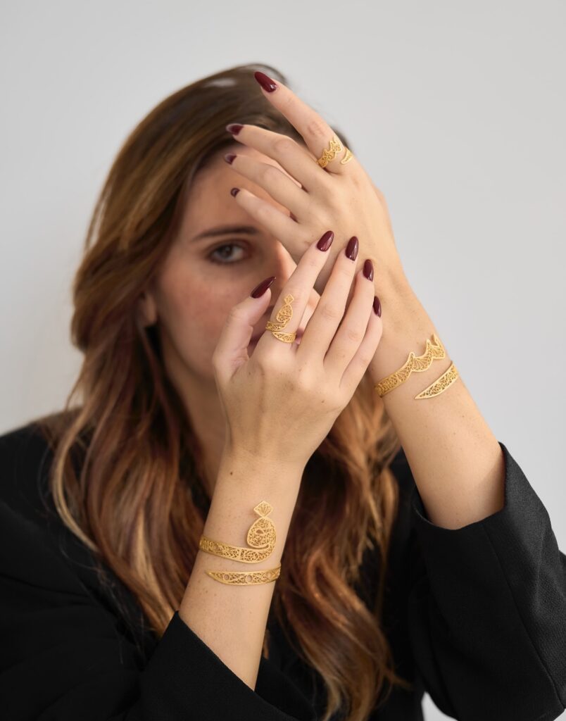 FILIGREE SPELL IT OUT BANGLE - GOLD PLATED | Sara Omran Jewelry