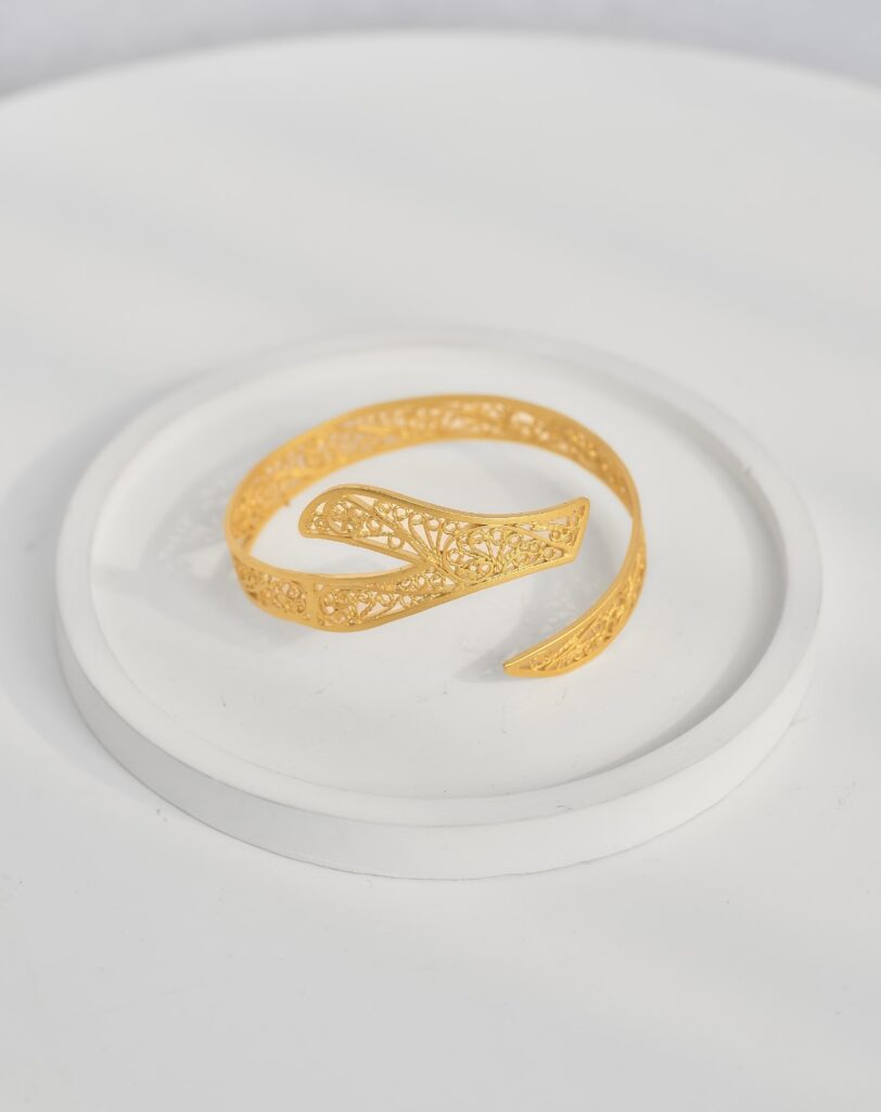 FILIGREE SPELL IT OUT BANGLE - GOLD PLATED | Sara Omran Jewelry