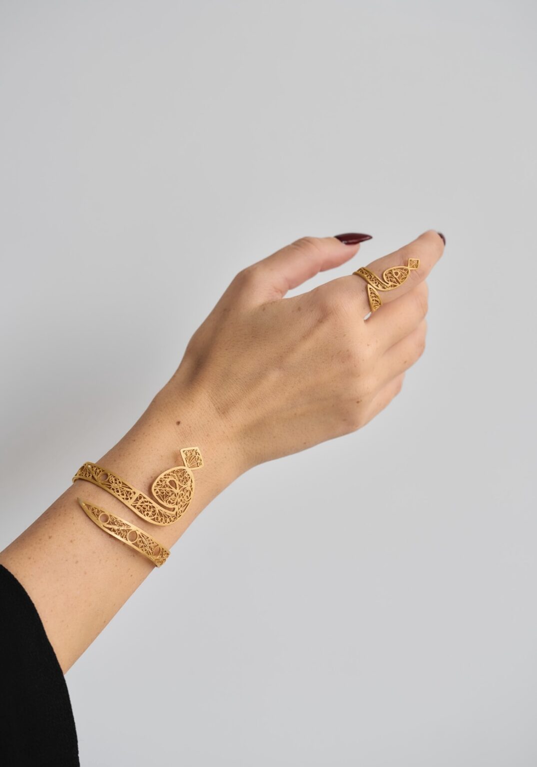 FILIGREE SPELL IT OUT BANGLE - GOLD PLATED | Sara Omran Jewelry