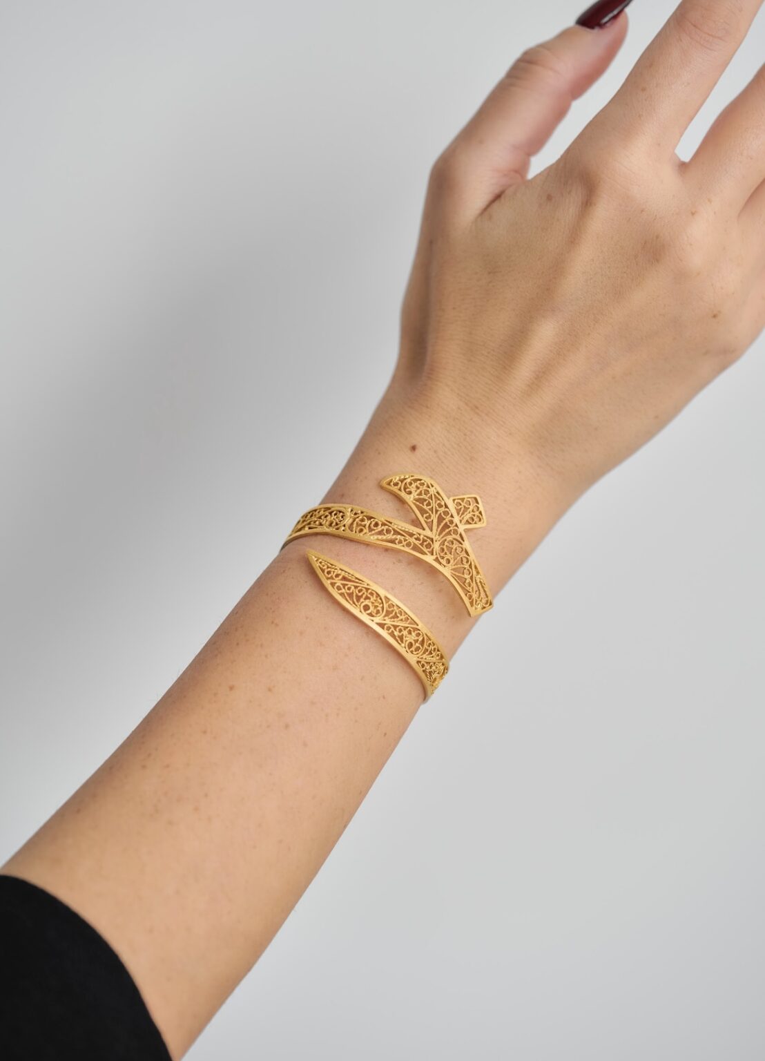FILIGREE SPELL IT OUT BANGLE - GOLD PLATED | Sara Omran Jewelry